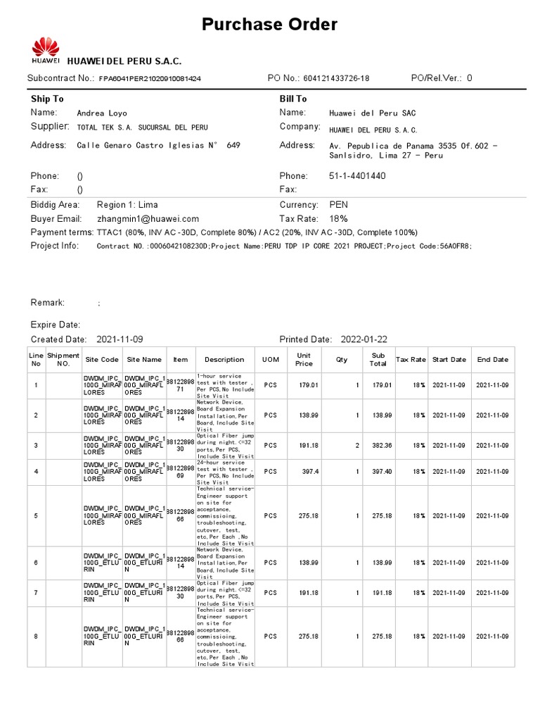 Purchase Order: Supplier | PDF | Personal Computers | Service Industries