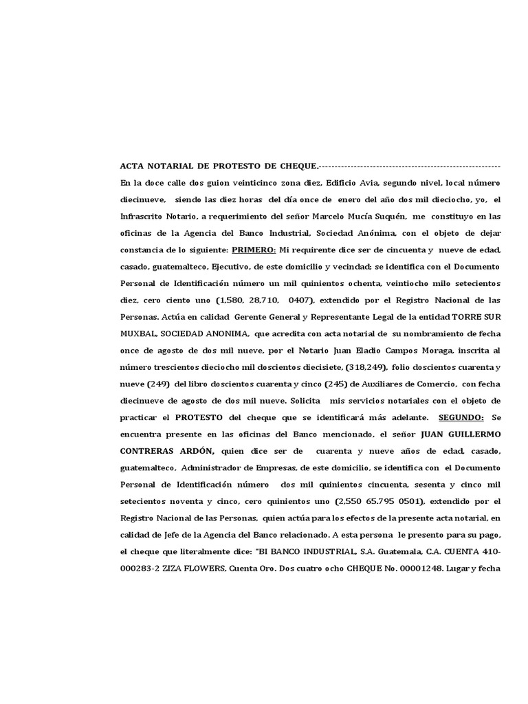 Acta de Protesto Cheque Ii. | PDF | Cheque | Bancos