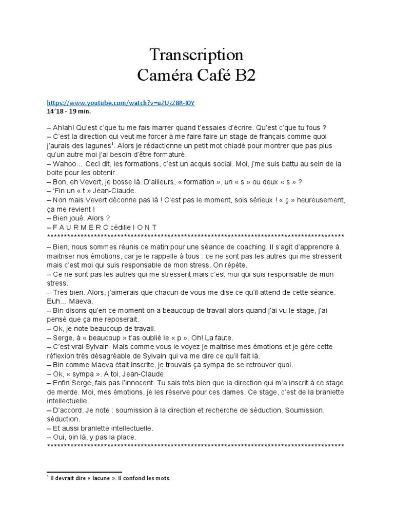 Caméra Café : Émotions et Conneries | PDF
