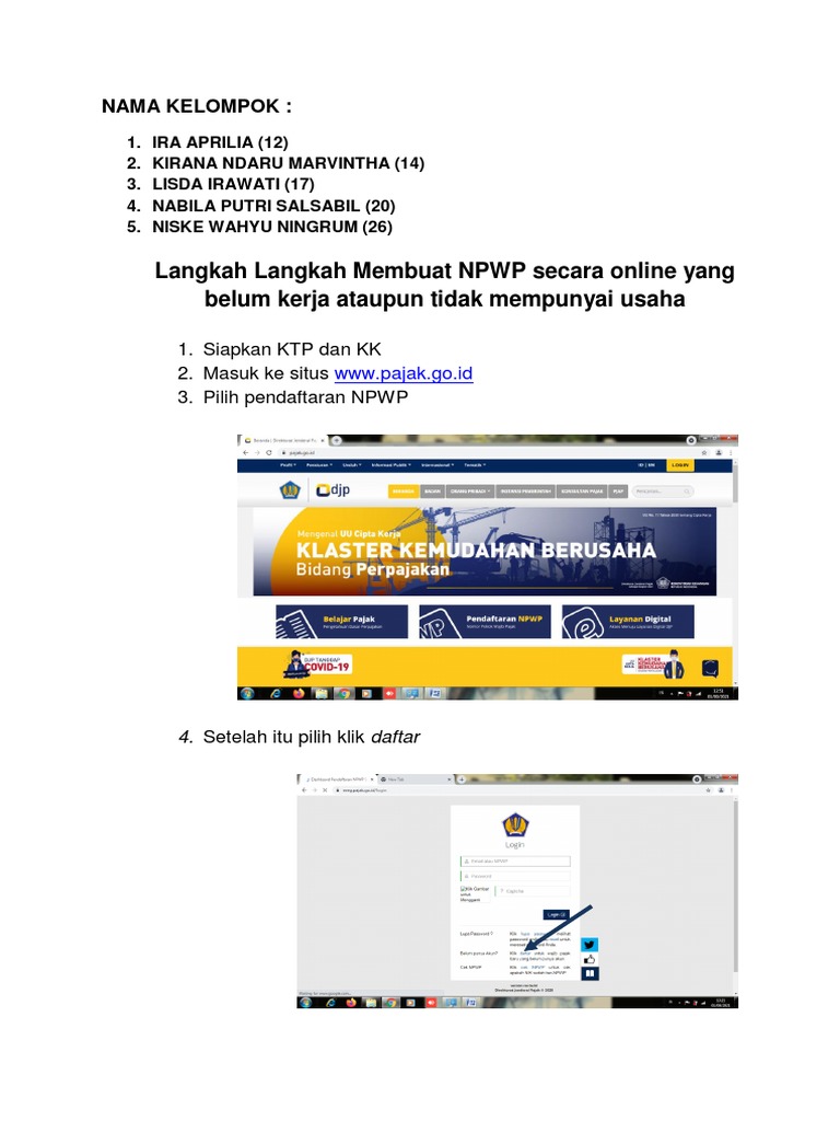 Langkah Pendaftaran NPWP Online | PDF