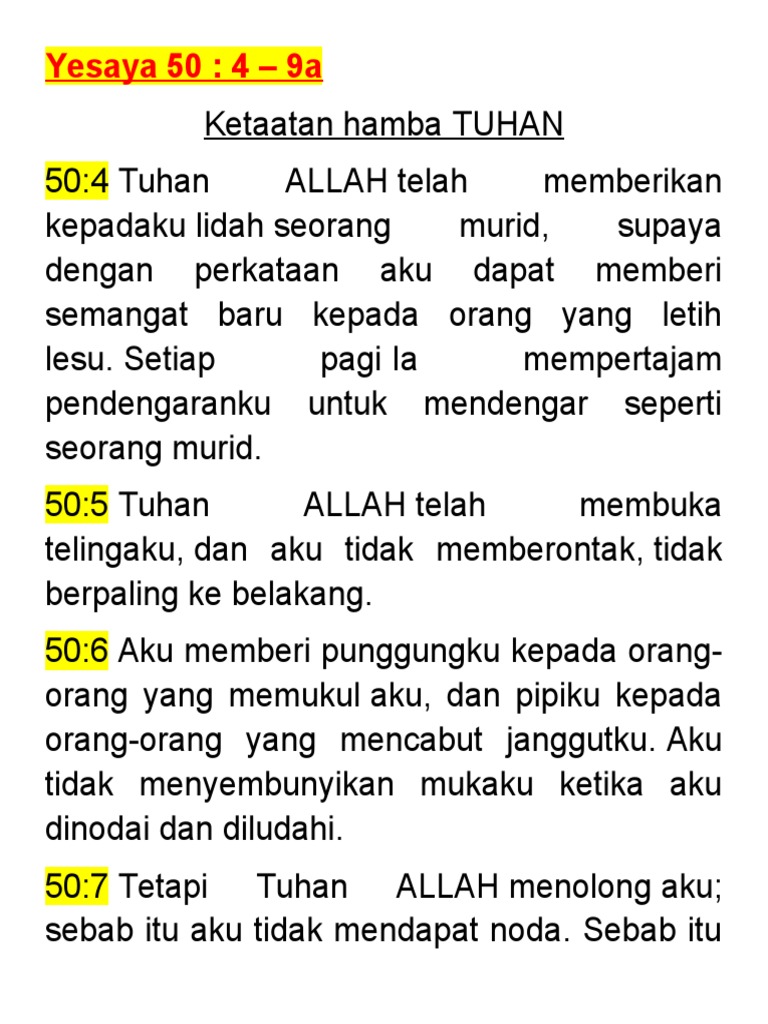Ketaatan Hamba Tuhan dalam Yesaya 50 | PDF