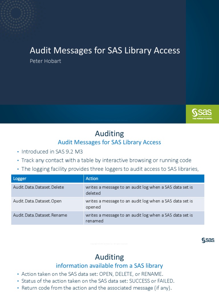 Audit Messages For Sas Library Access 2017 | PDF | Sas (Software) | Databases
