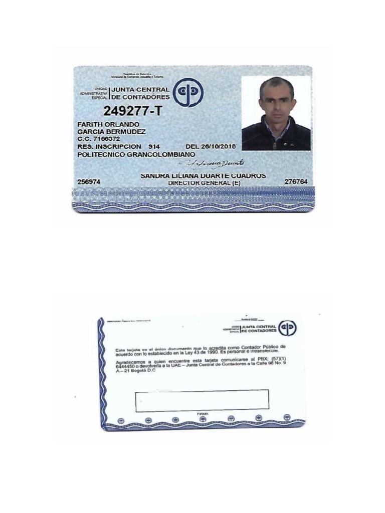 Tarjeta Profesional Contador | PDF