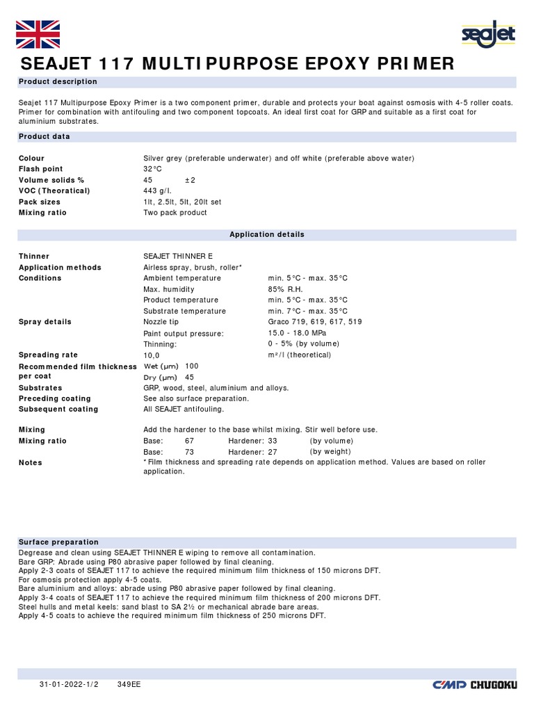 Seajet 117 Multipurpose Epoxy Primer | PDF | Materials | Secondary Sector Of The Economy