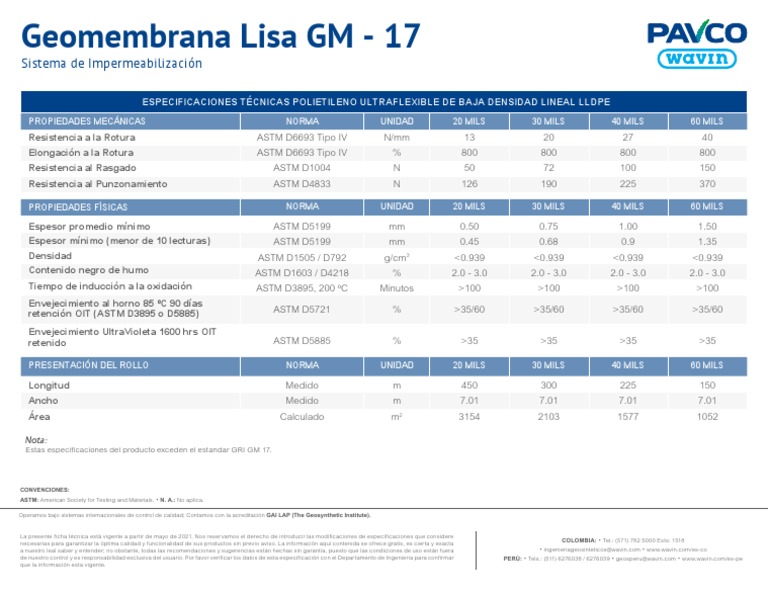 Geomembrana Lisa GM17 FT2021 | PDF