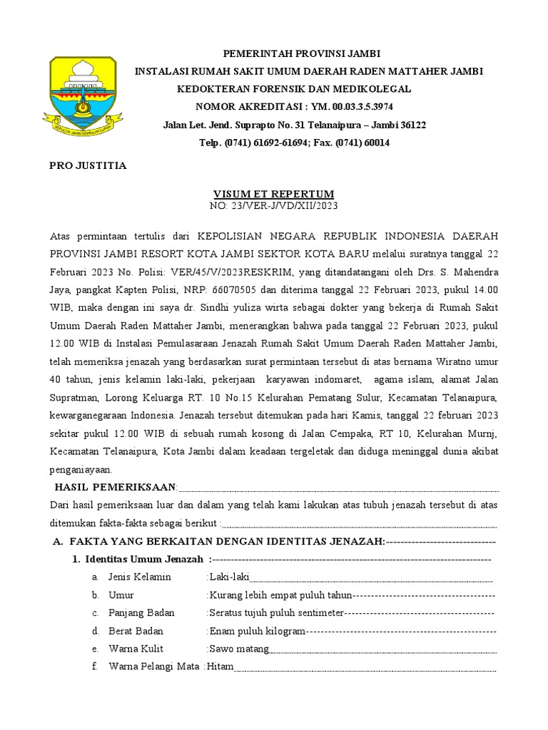 Pro Justitia Visum ET Repertum | PDF