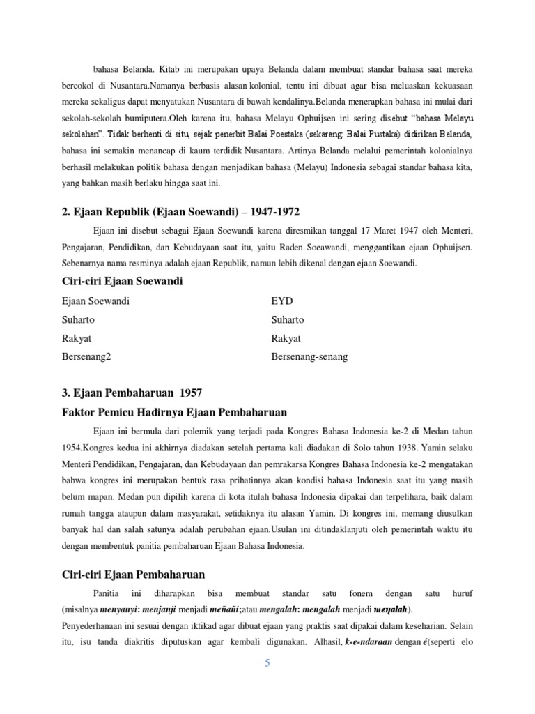 Ejaan Soewandi 1947: Sejarah dan Ciri-ciri | PDF