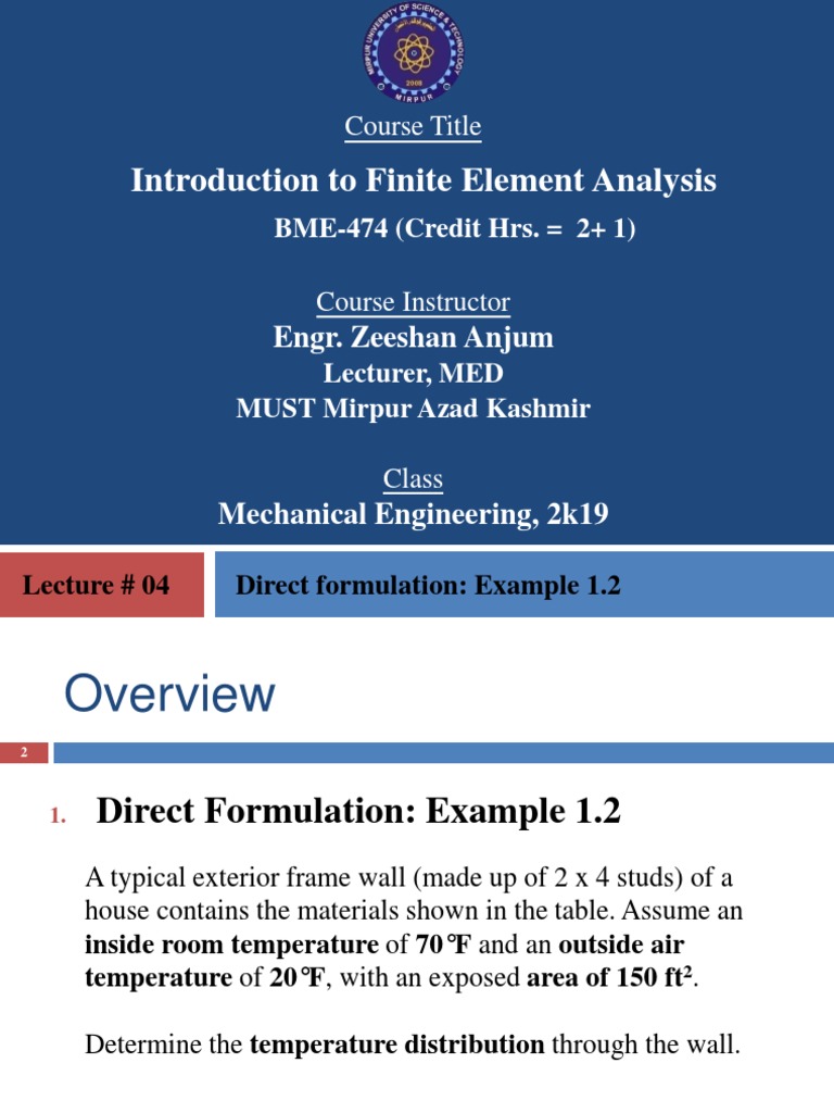 Lecture 4 Fea Pdf Thermal Conduction Heat Transfer