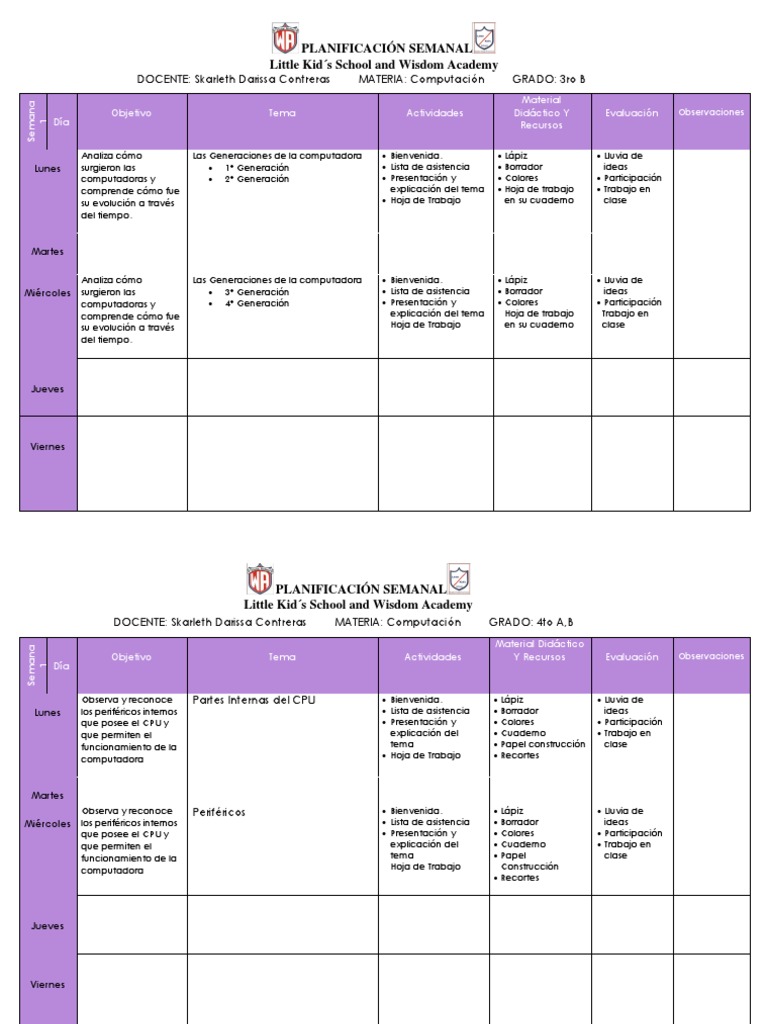 Planificación Computación 3-6to Grado | PDF | Microsoft Excel | Informática