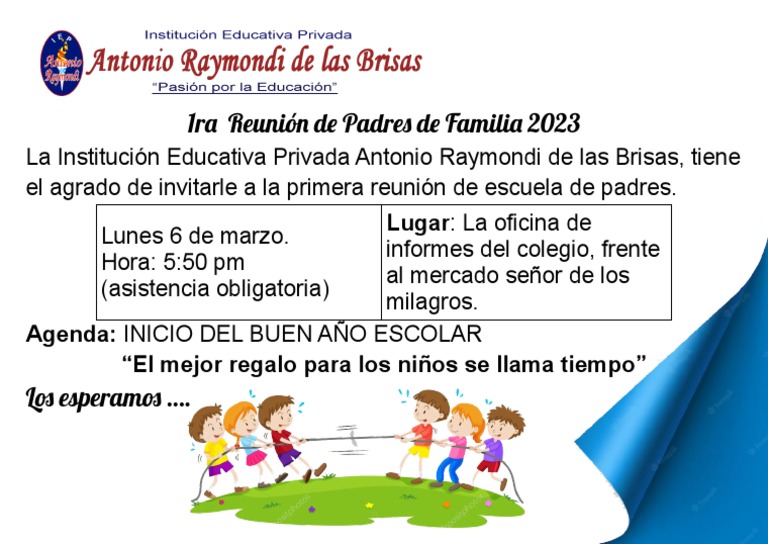 Primera Reunión de Padres 2023 | PDF