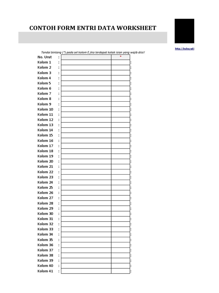 Contoh Form Entri Data Worksheet Bukuyudi | PDF