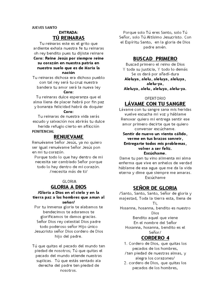 Cantos Jueves Santo | PDF | María, madre de Jesús | Intercesión