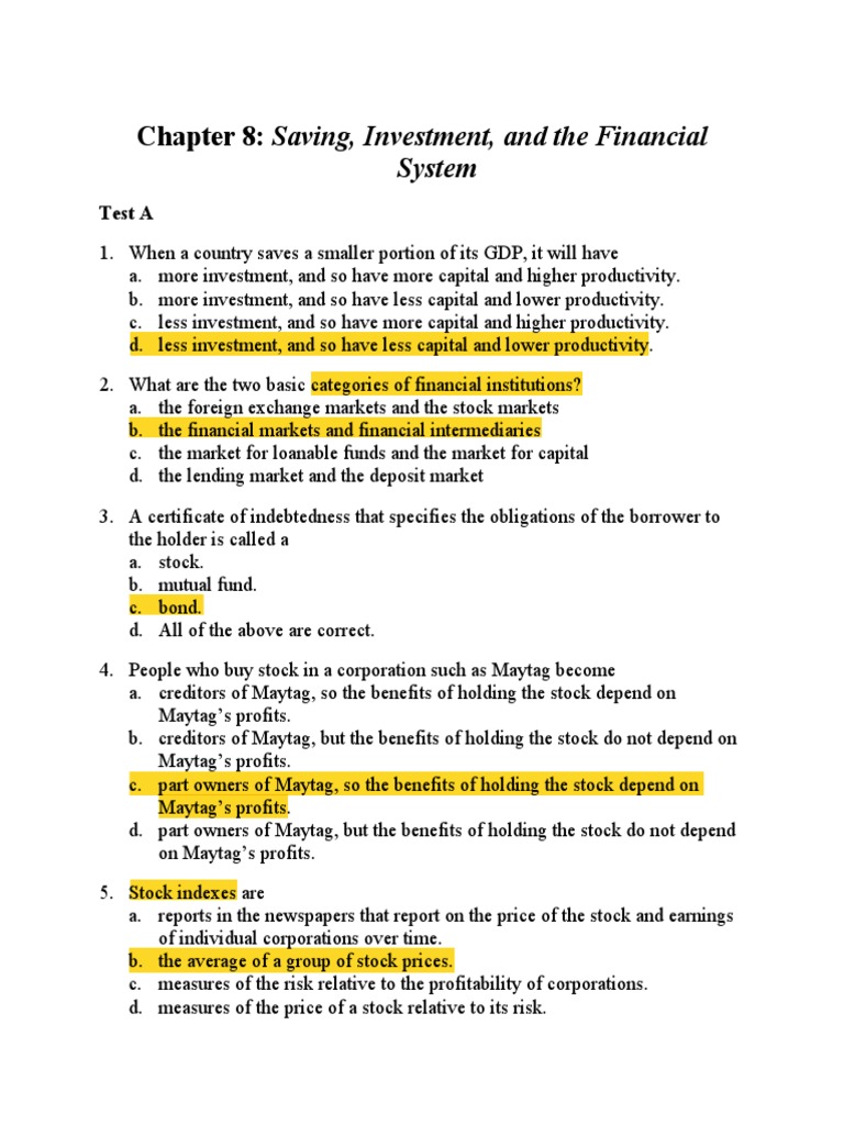 Saving and Investment in Financial Systems | PDF | Interest | Stocks