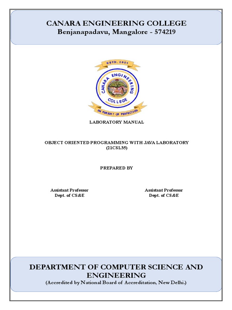 Lab Manual Ooc 21csl35 Final Pdf Method Computer Programming Constructor Object