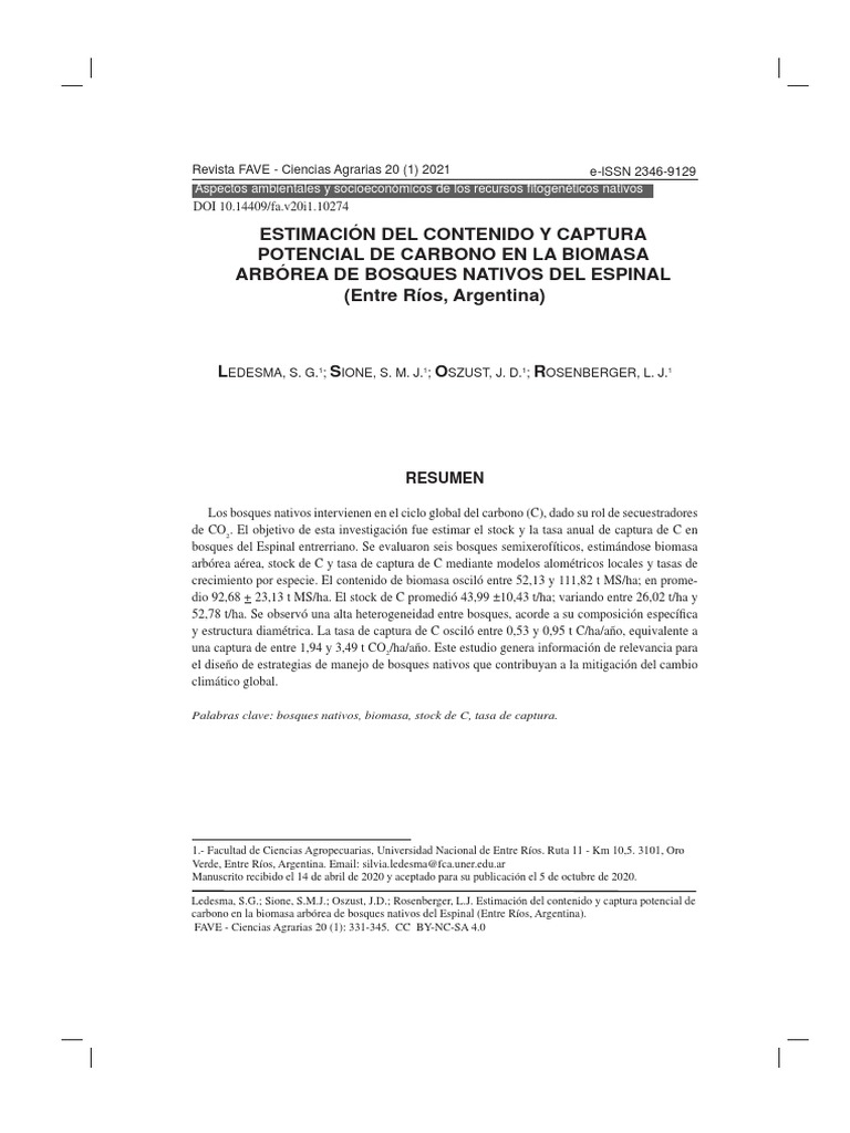 Estimación Del Contenido y Captura Potencial de C en La Biomasa Aerea ... Estimación Del Contenido y Captura Potencial de C en La Biomasa Aerea ...