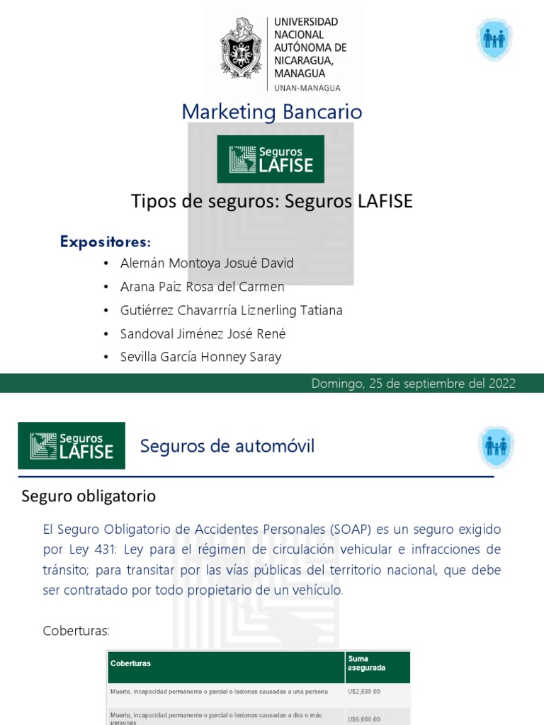 Seguros LAFISE: Opciones y Coberturas | PDF | Seguro de vehículo | Seguro