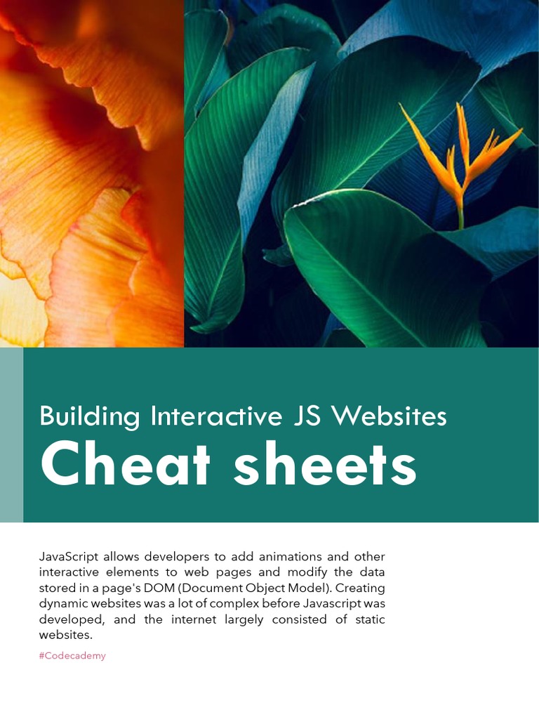 Building Interactive Js Websites Cheat Sheets Pdf Java Script Document Object Model 7416