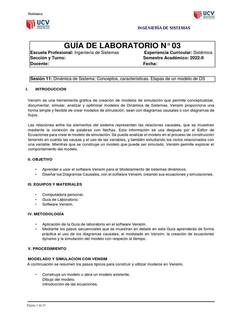 Guía de Laboratorio 03 Sesión 11 2022-2 | PDF | Simulación | Ecuaciones