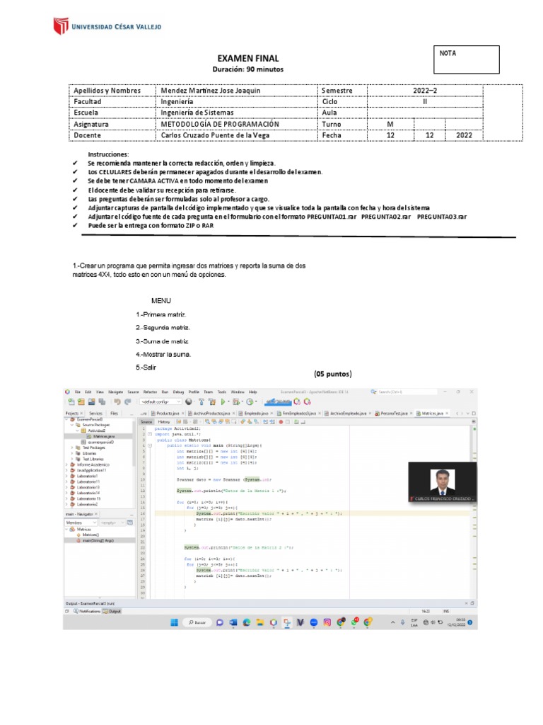 Examen Final 2022-2 MP | PDF