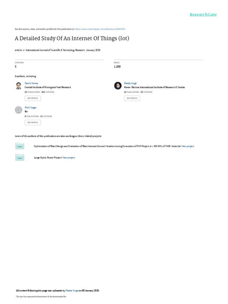 A Detailed Study Of An Internet Of Things Iot Pdf Internet Of