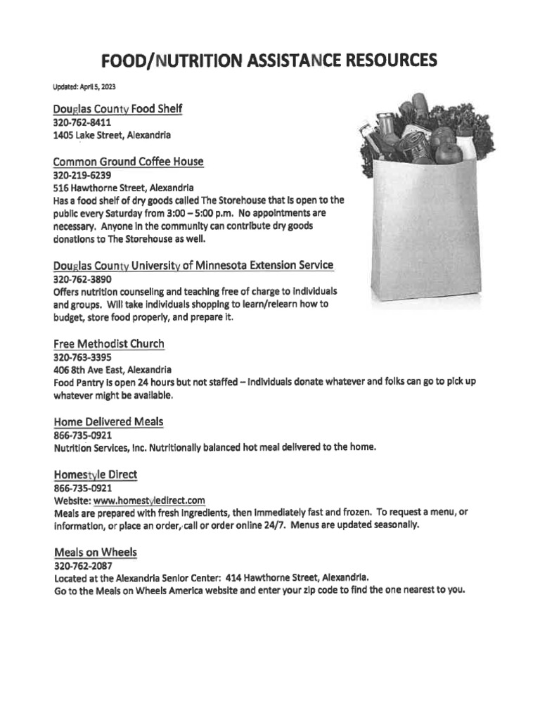 Food and Nutrition Assistance Resources | PDF