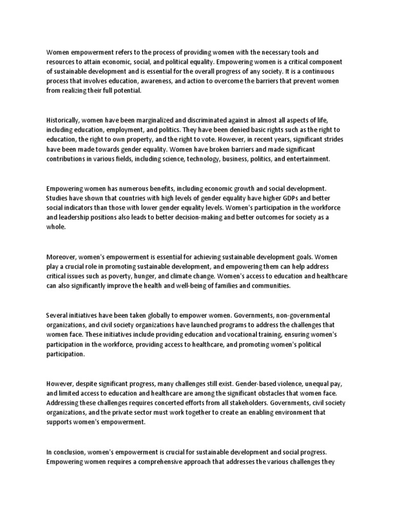 The Importance of Women's Empowerment for Sustainable Development and Social Progress | PDF ...