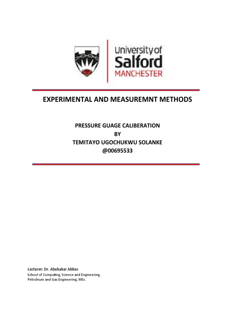 Pressure Gauge Calliberation Experiment | Download Free PDF ...