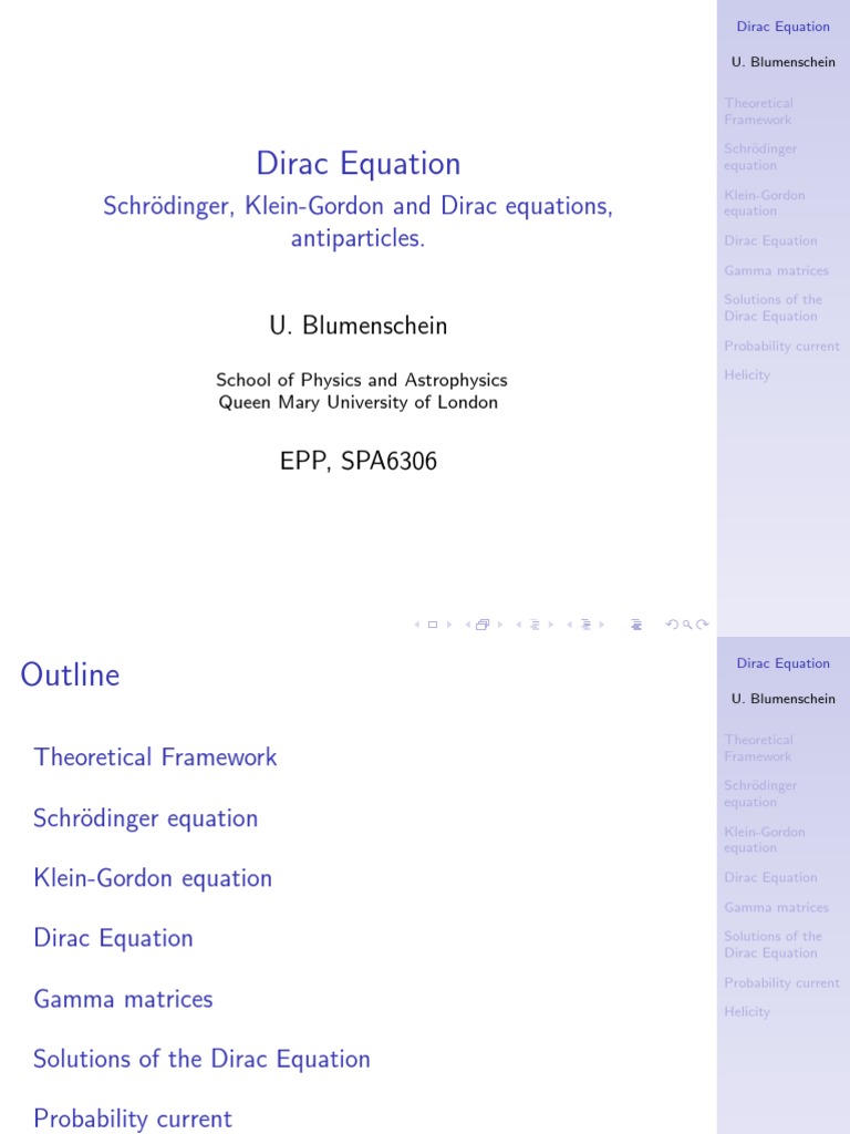 Dirac Equation | PDF | Schrödinger Equation | Spin (Physics)