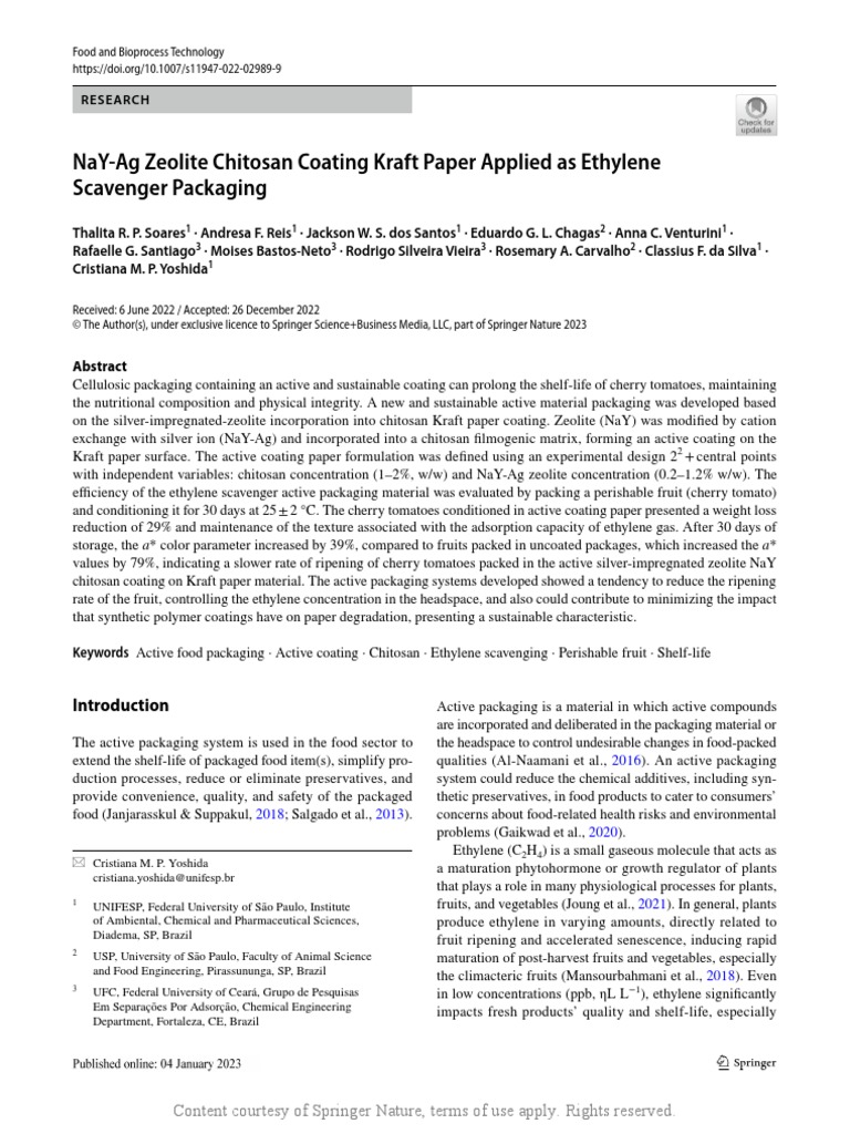 NaY-Ag Zeolite Chitosan Coating Kraft Paper Applie | PDF | Adsorption ...