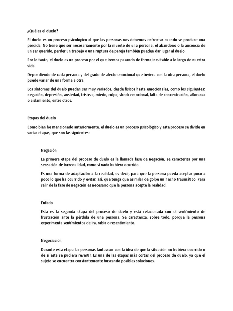 Qué Es El Duelo | PDF | Dolor | Las emociones