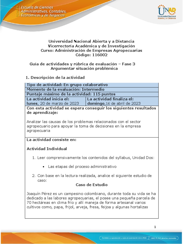 Guía de Actividades y Rúbrica de Evaluación - Unidad 2 - Fase 3 - Argumentar Situación ...