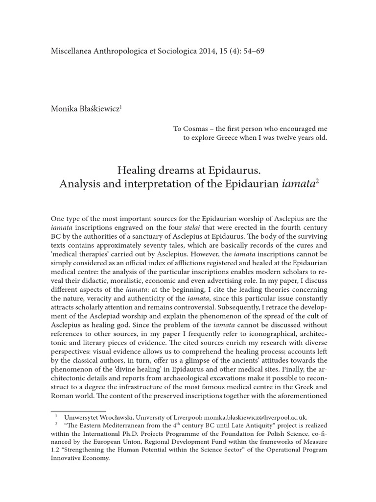 Analysis of Epidaurian Iamata Inscriptions | PDF | Apollo