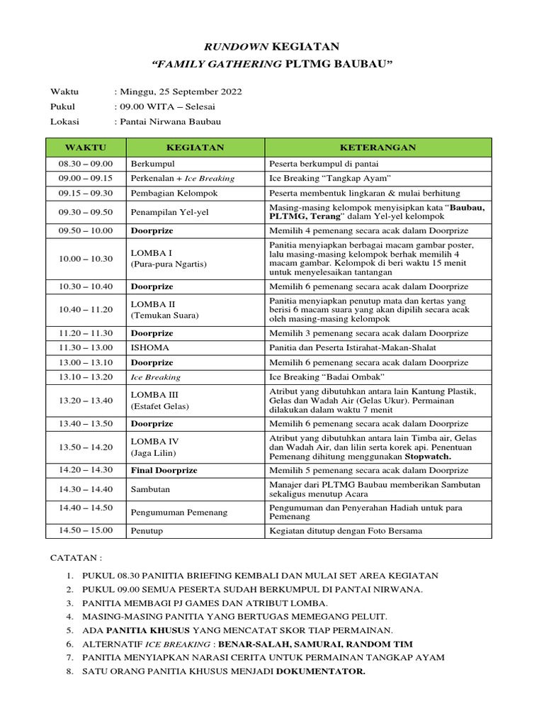 Susunan Kegiatan PLTMG Baubau | PDF