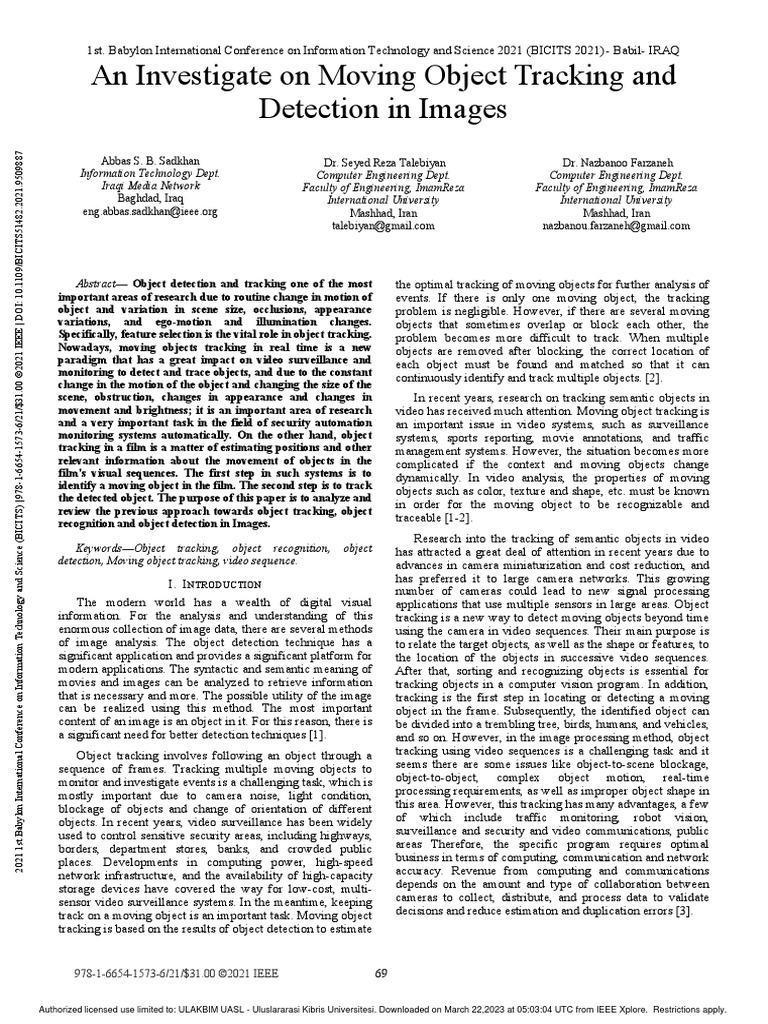 07 An Investigate On Moving Object Tracking And Detection In Images Pdf