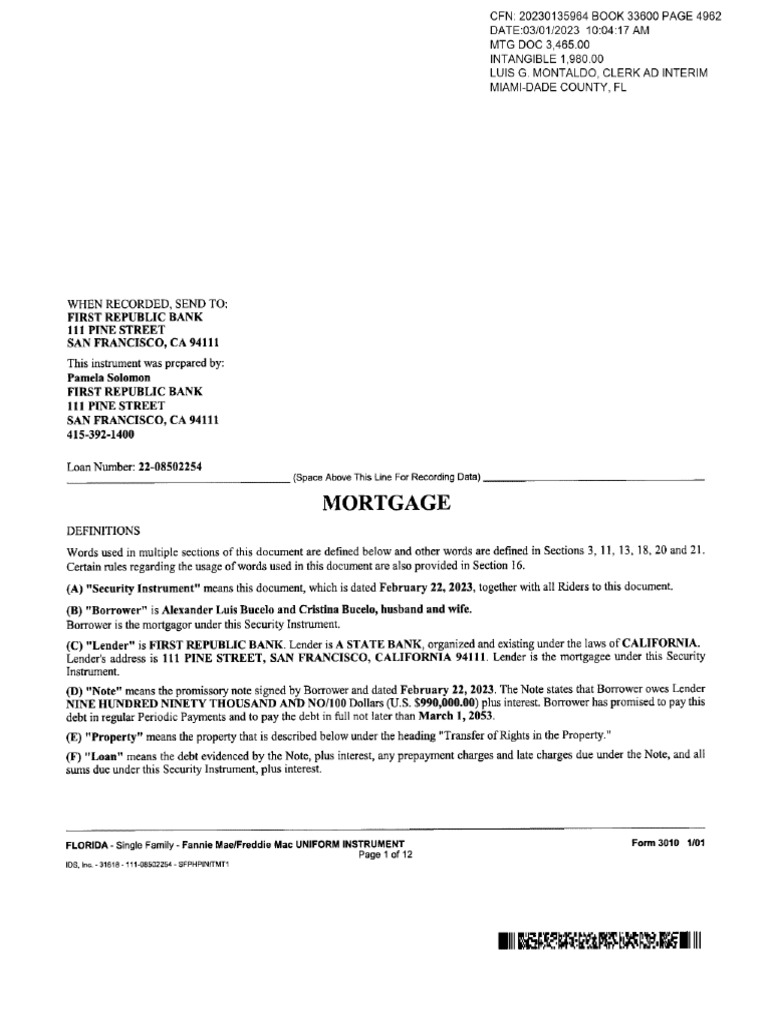 Alex Bucelo $1 Million Mortgage | PDF
