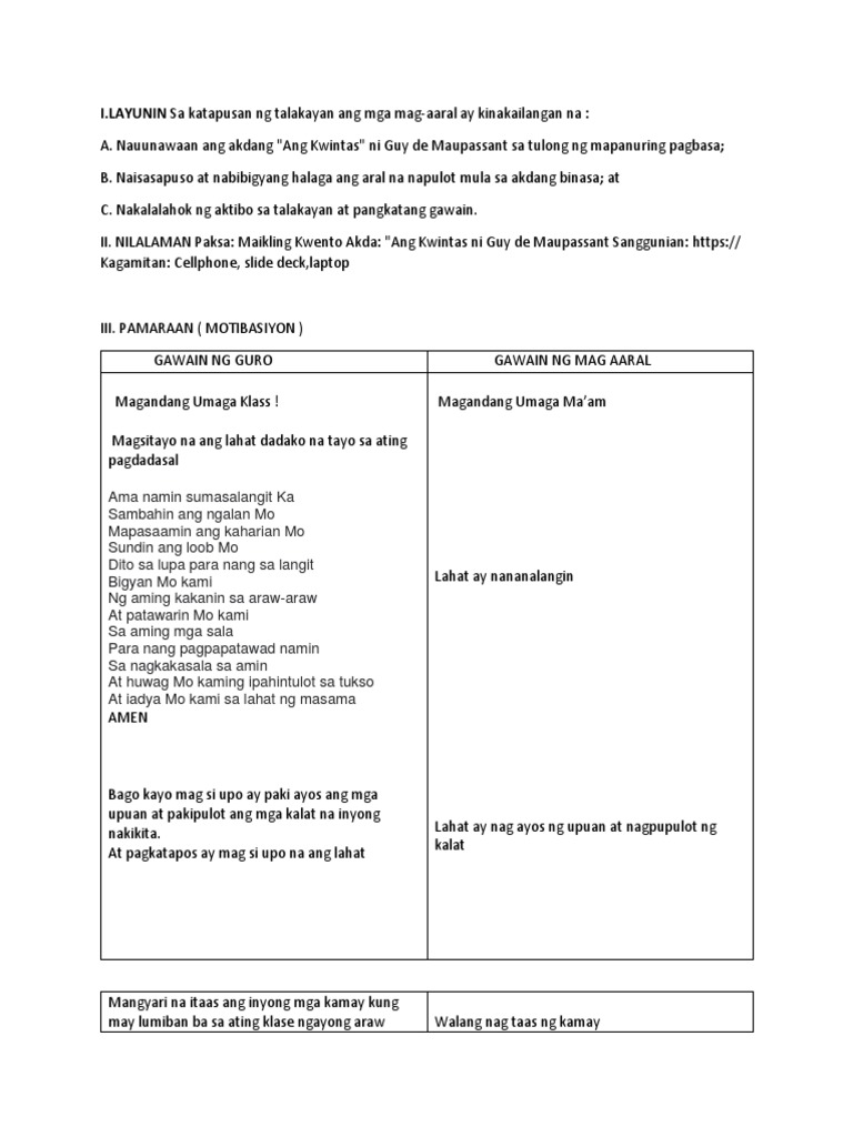 Banghay Aralin | PDF