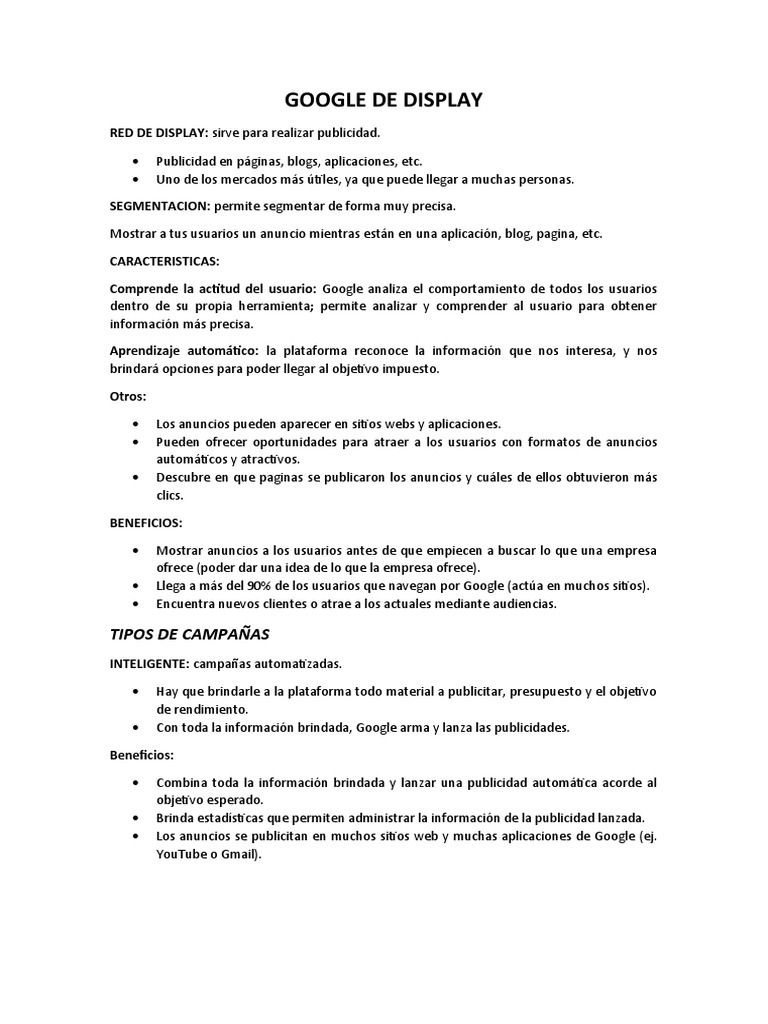 Google de Display | PDF | Publicidad | Youtube Google de Display | PDF | Publicidad | Youtube