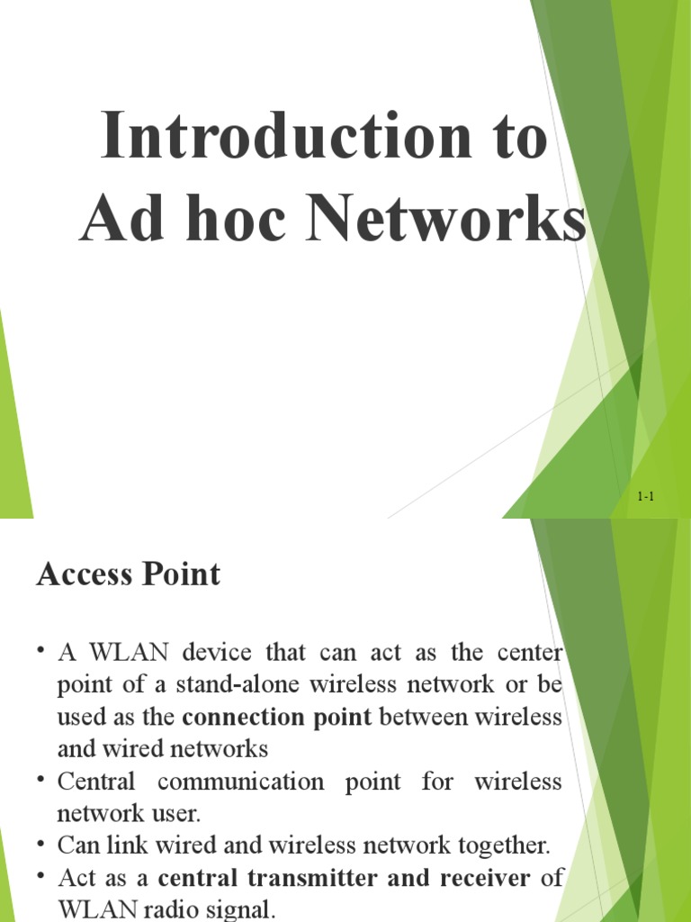 Introduction To Ad Hoc Networks | PDF | Wireless Ad Hoc Network | Computer Network