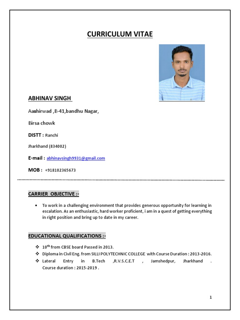 Curriculum Vitae: Abhinav Singh | PDF
