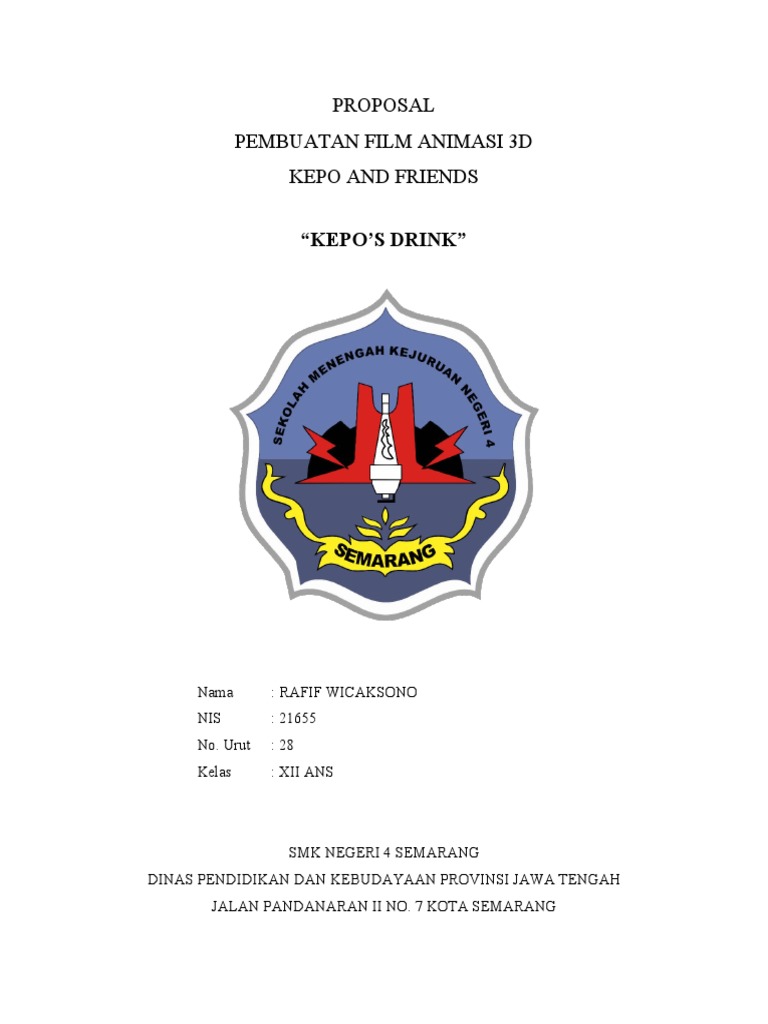 Proposal Film Animasi 3D Kepo's Drink | PDF