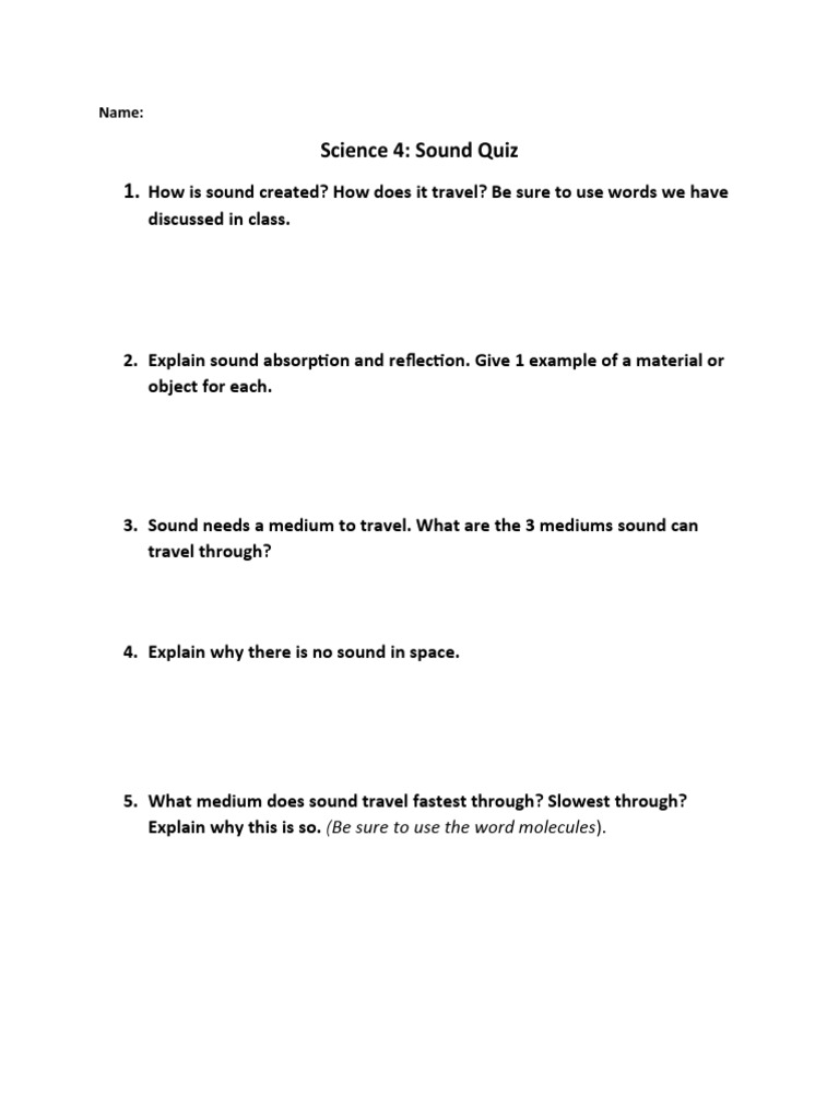 Science 4 Sound Quiz | PDF