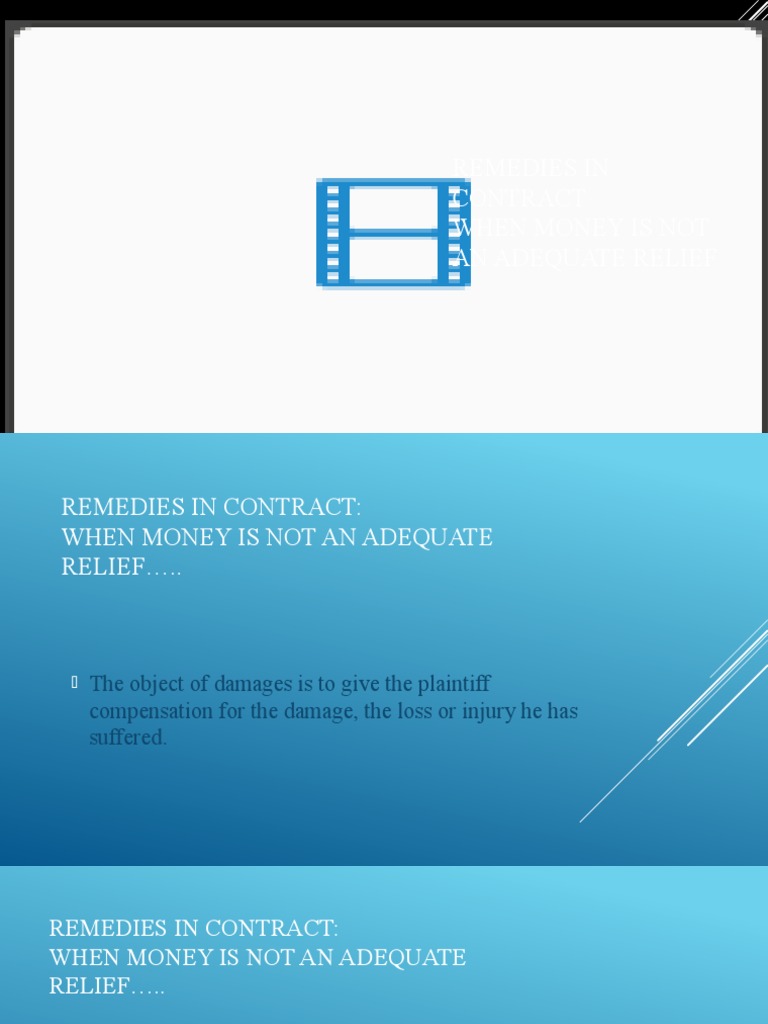 Remedies in Contract When Money Is Not An Adequate Relief | PDF | Legal ...