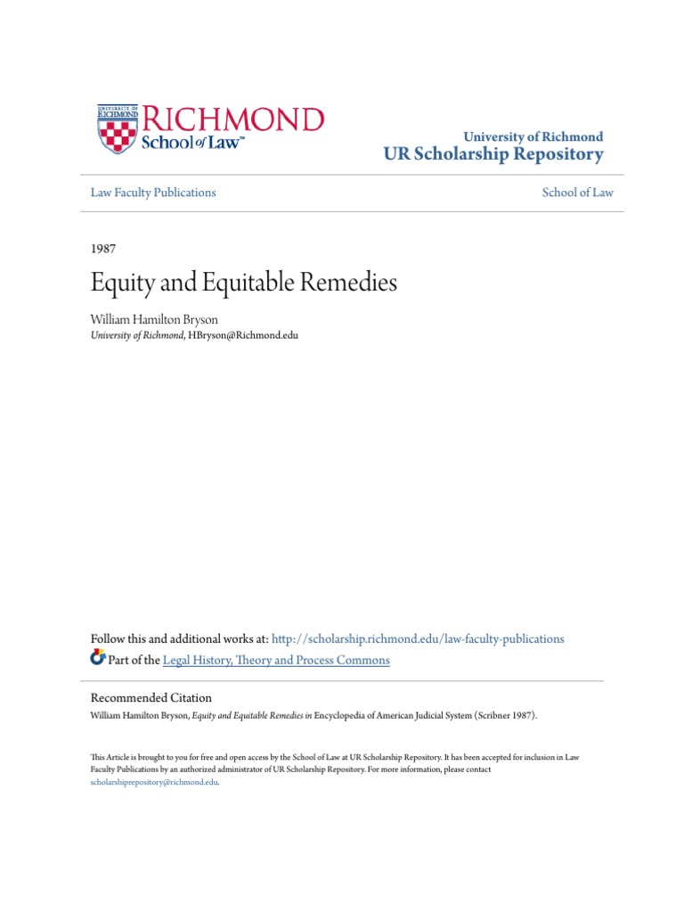 Equity and Equitable Remedies Explained | PDF | Equity (Law) | Common Law