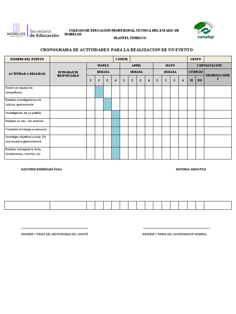 Cronograma de Actividades para Eventos | PDF