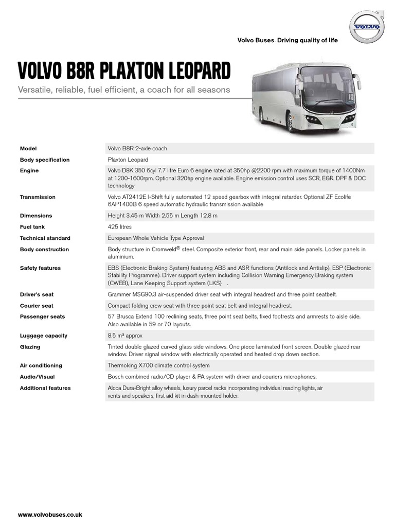 B8R Plaxton Leopard Spec | PDF