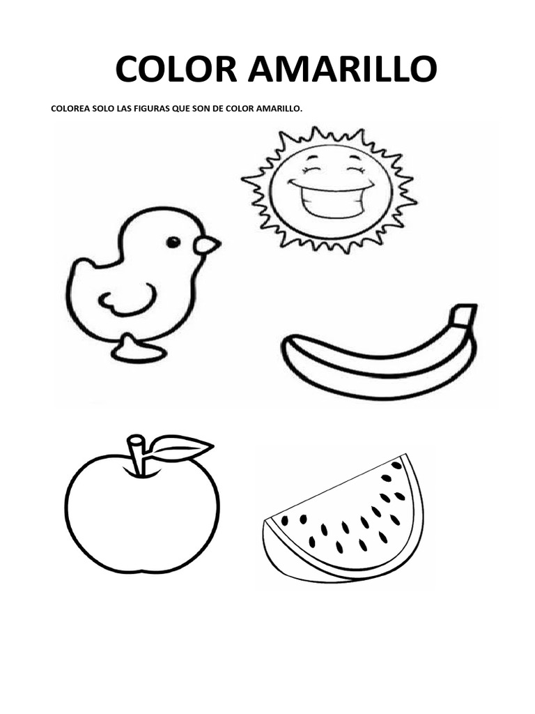 Color Amarillo: Colorea Solo Las Figuras Que Son de Color Amarillo | PDF