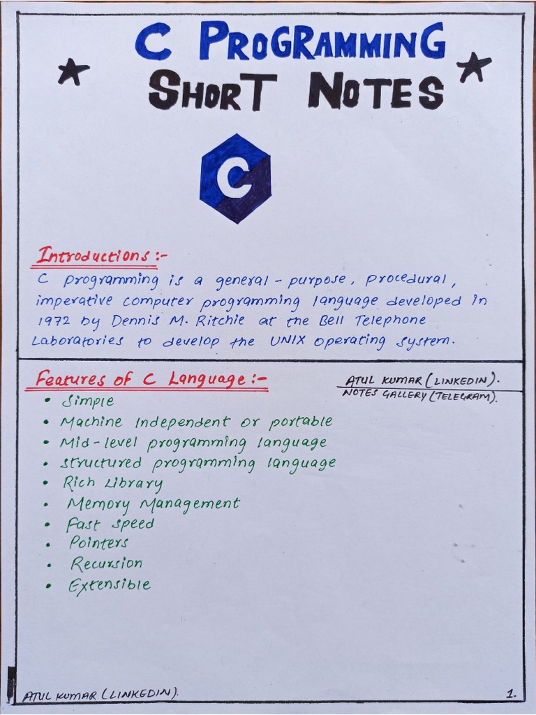 ?C Programming?short Notes | PDF