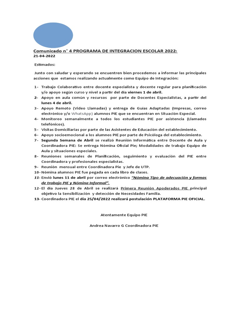 Comunicado N 2 Pie Consejo | PDF