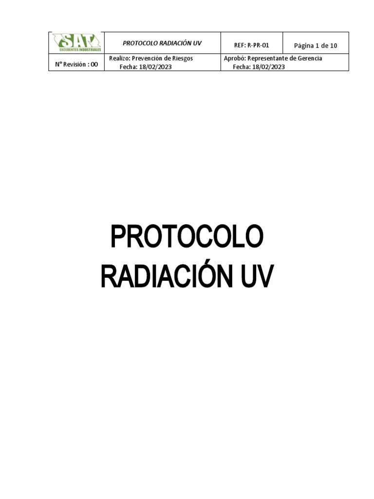 Protocolo Radiación Uv | PDF | Ultravioleta | Dom