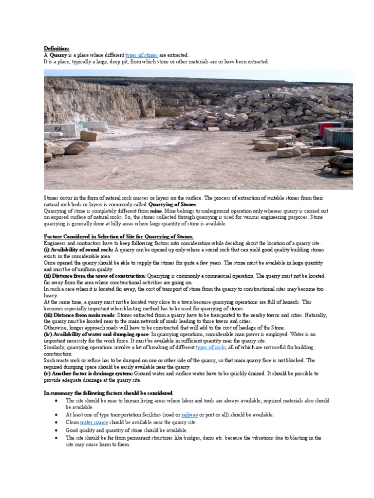 Quarries Lesson 1 Notes | PDF | Rock (Geology) | Quarry